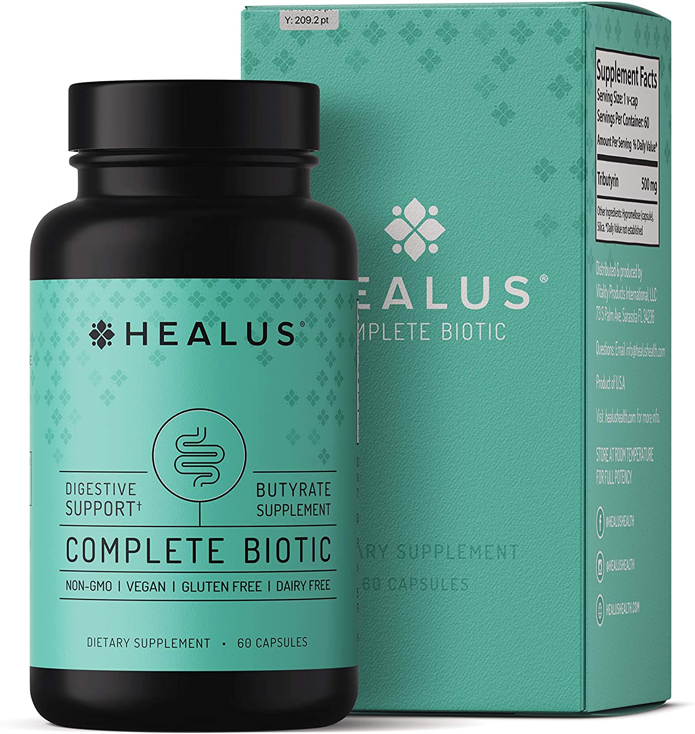 Healus Complete Biotic Butyrate Supplement, Tributyrin Based Butyric ...